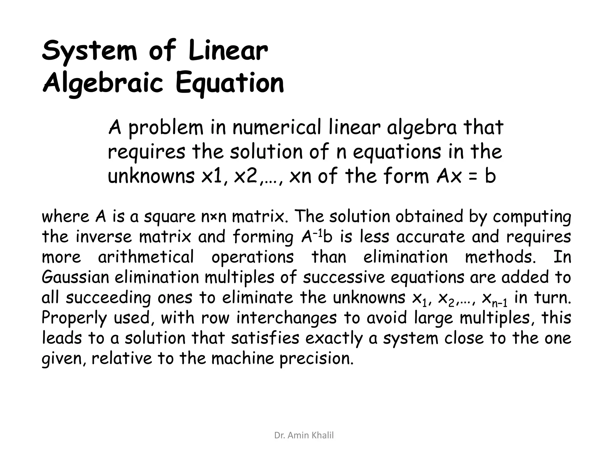 Math Geophysics-system of linear algebraic equations | PPTX