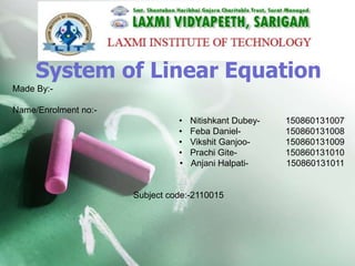 System of linear equations | PPTX | Physics | Science