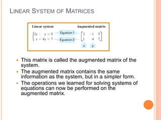 System of linear equation and matrices | PPT