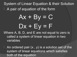 System of linear equations and their solution | PPT