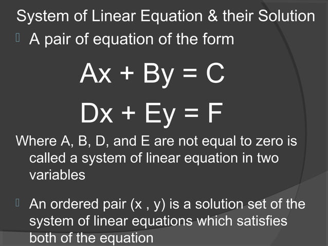 System of linear equations and their solution | PPT