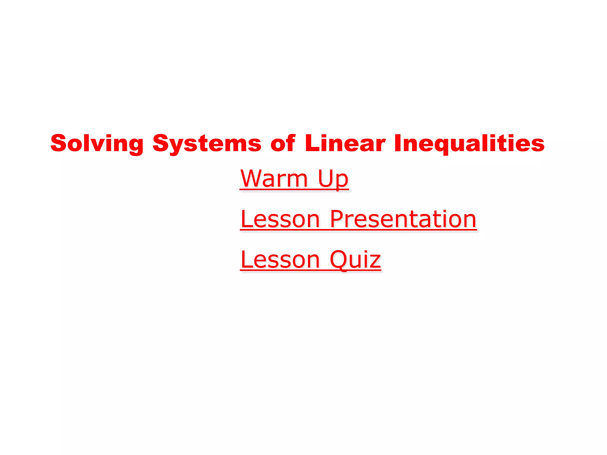 System of linear inequalities | PPTX