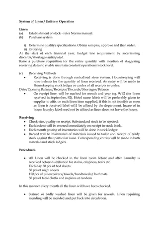 System of linen uniform operation | DOCX