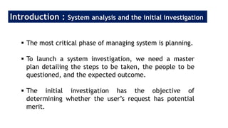 System_Planning_And_The_Initial_Investigation | PPTX