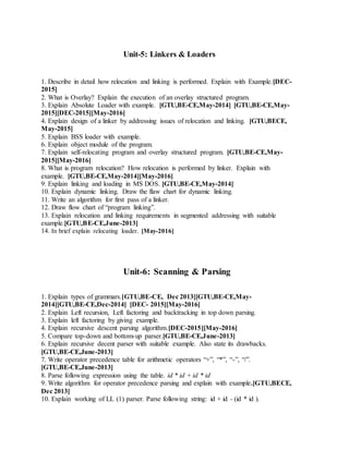 IMP questions for System programming for GTU | DOCX