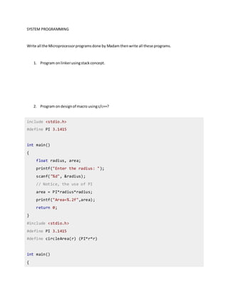 Systemprogramming Lab Manual