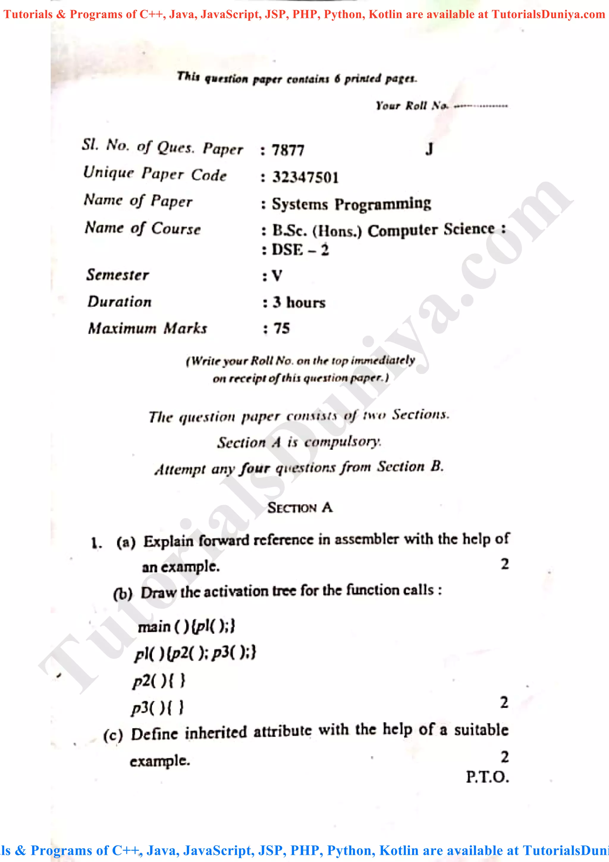 System programming 4 dec 2019 tutorialsduniya | PDF