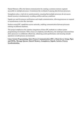 PROJECT 3 : A Linux System Programming using IPC | PDF