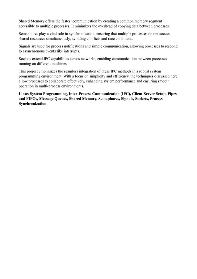 PROJECT 3 : A Linux System Programming using IPC | PDF