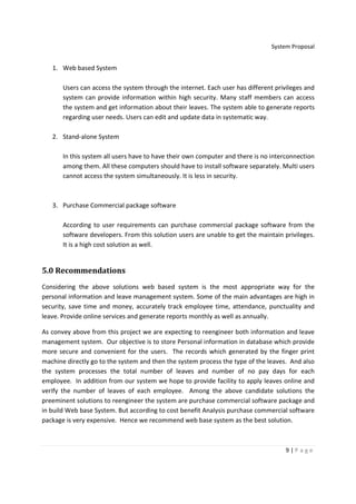 System Proposal(Personal Information & Leave Management System) | PDF