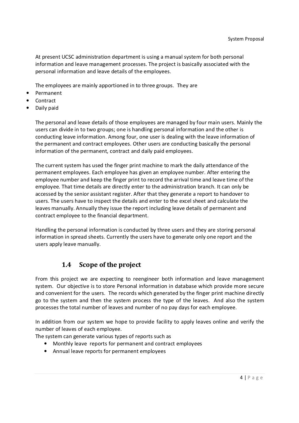 System Proposal(Personal Information & Leave Management System)