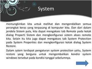 System proteksi pada windows 7 | PPTX