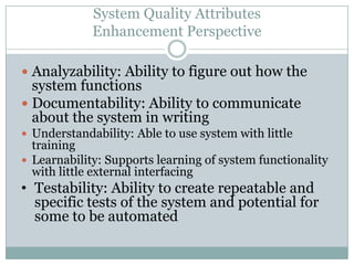 System Quality Attributes for Software Architecture | PPTX
