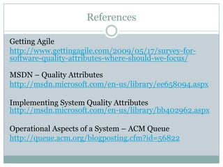 System Quality Attributes for Software Architecture | PPTX