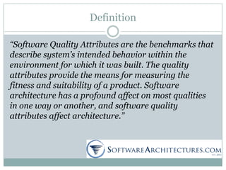 System Quality Attributes for Software Architecture | PPTX
