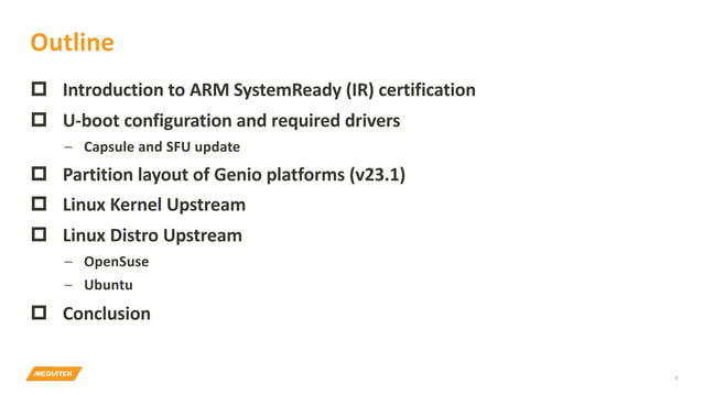 SystemReady IR and MediaTek Genio-1200-EVK - Tech part - COSCUP 20240804 | PPT