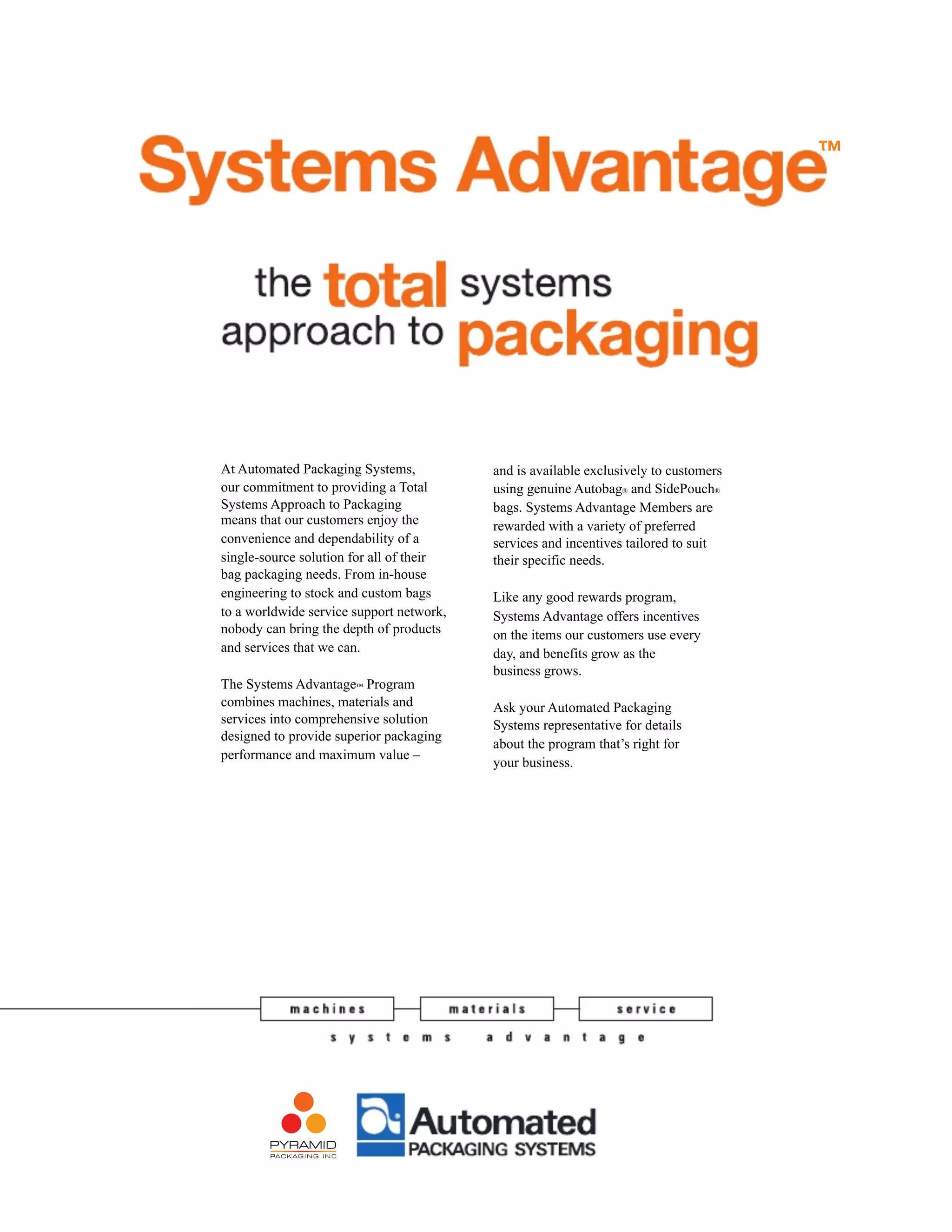 Autobag Systems Advantage | PDF | Manufacturing Industry | Industries