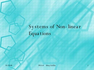 Systems Non Linear Equations | PPT