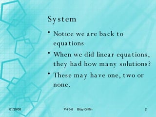 Systems Non Linear Equations | PPT