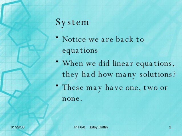 Systems Non Linear Equations | PPT