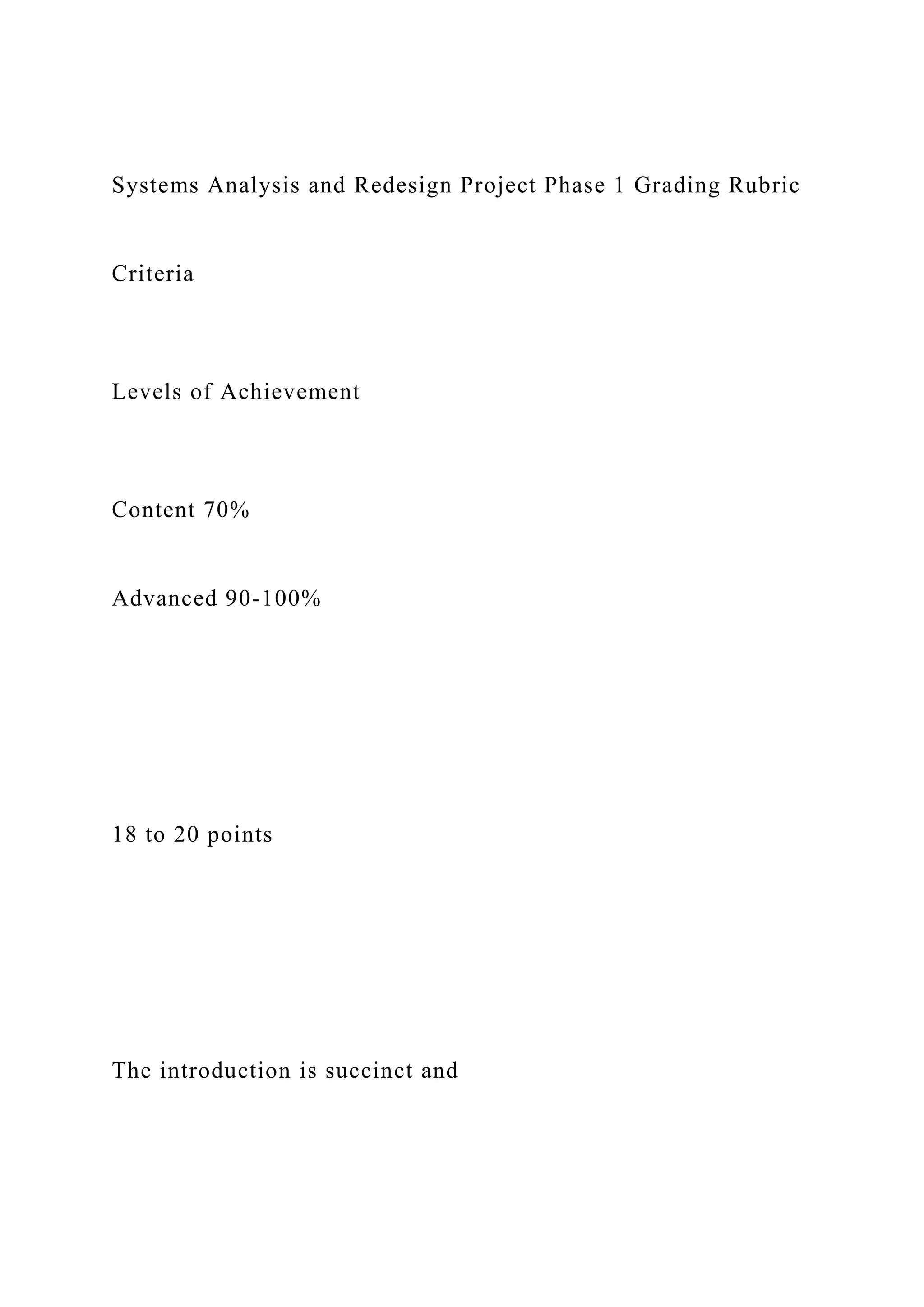 Systems Analysis and Redesign Project Phase 1 Grading Rubric.docx