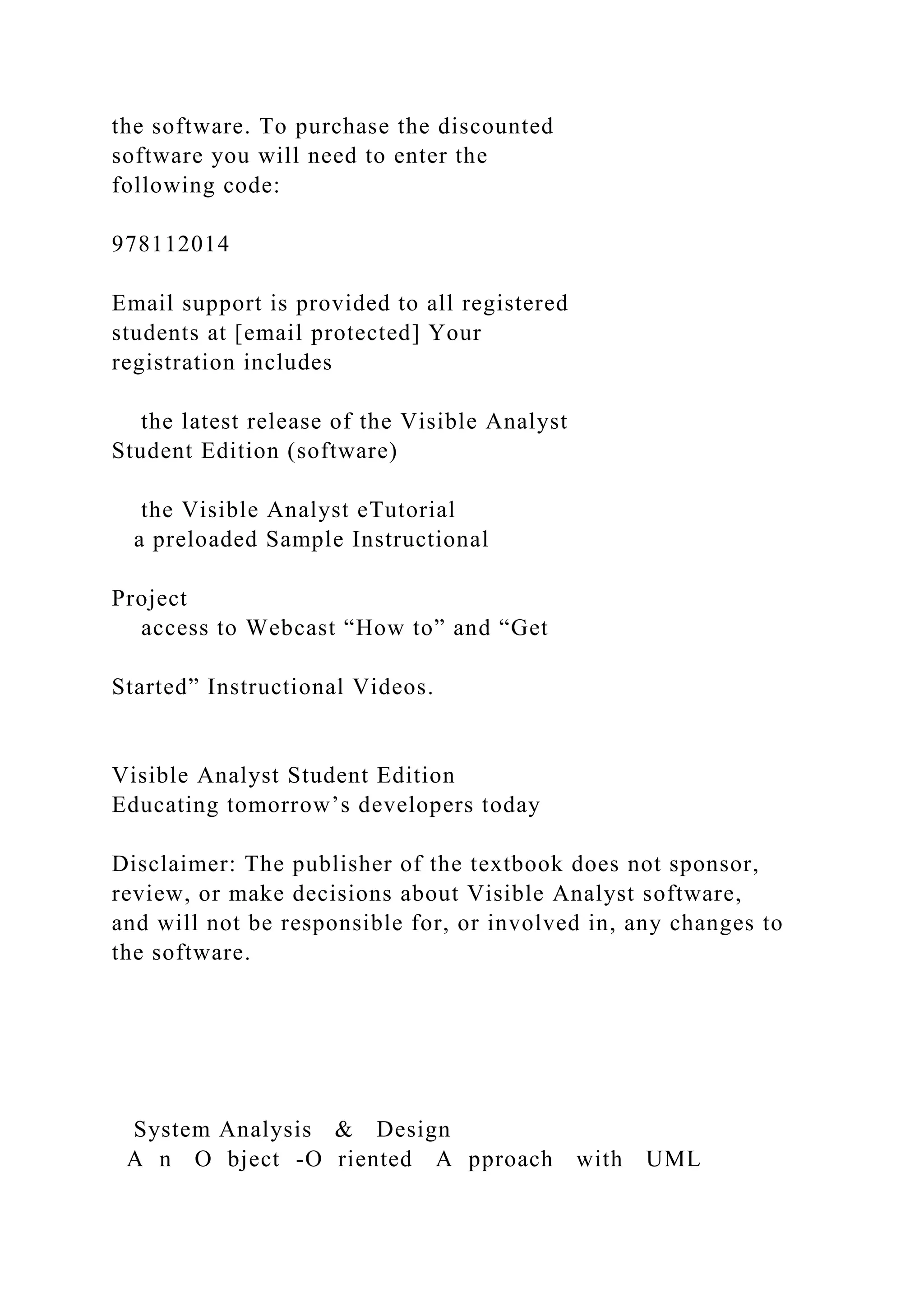 SYSTEMS ANALYSIS & DESIGN An Object-Oriented Approach with .docx