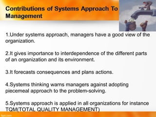Systems approach to management | PPT