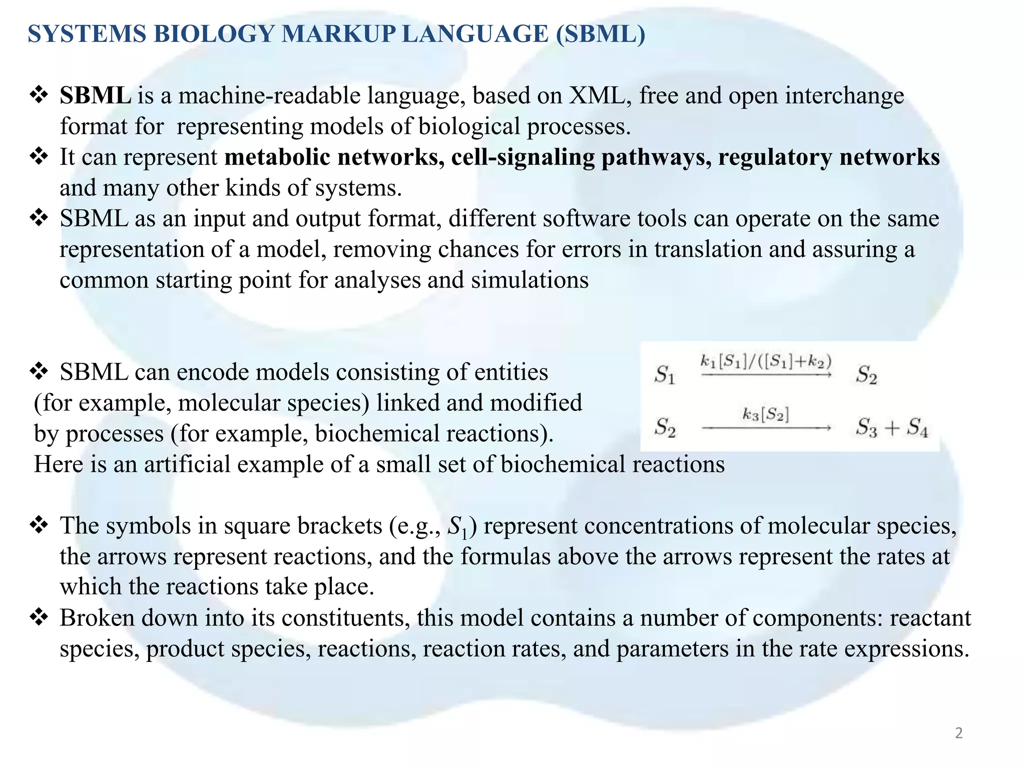 SYSTEMS BIOLOGY MARKUP LANGUAGE.pptx | Chemistry | Science