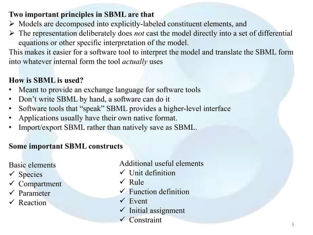 SYSTEMS BIOLOGY MARKUP LANGUAGE.pptx | Chemistry | Science
