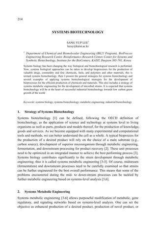 Systems biotechnology | PDF