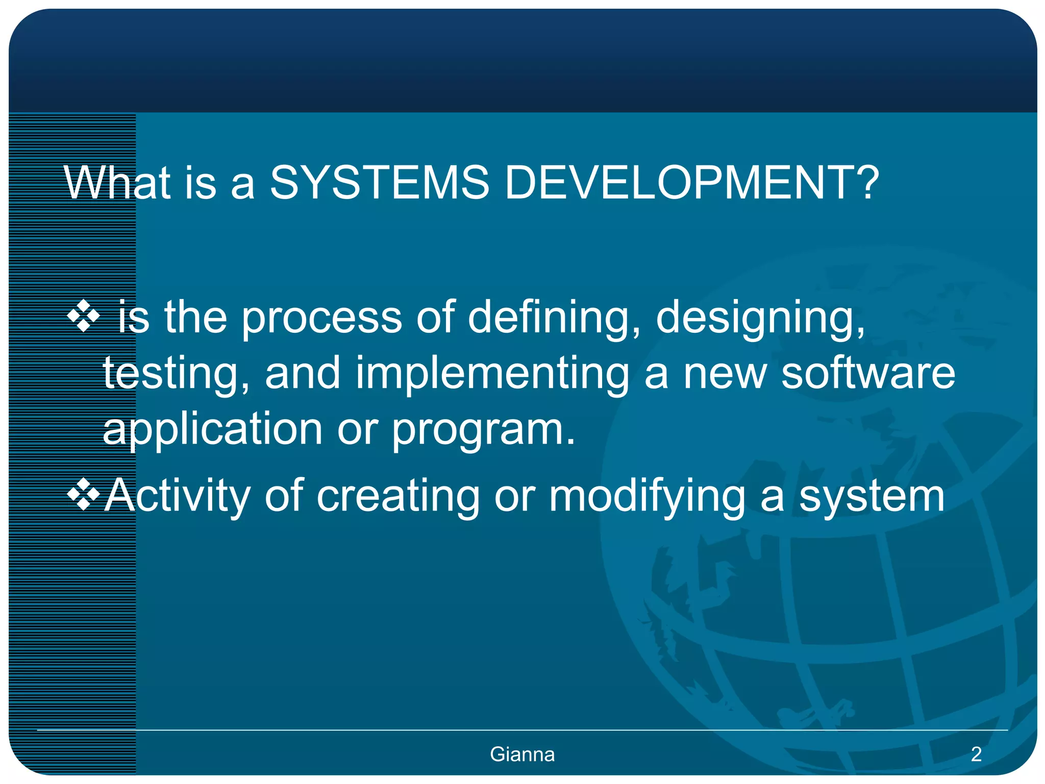 Systems development IS | PPTX