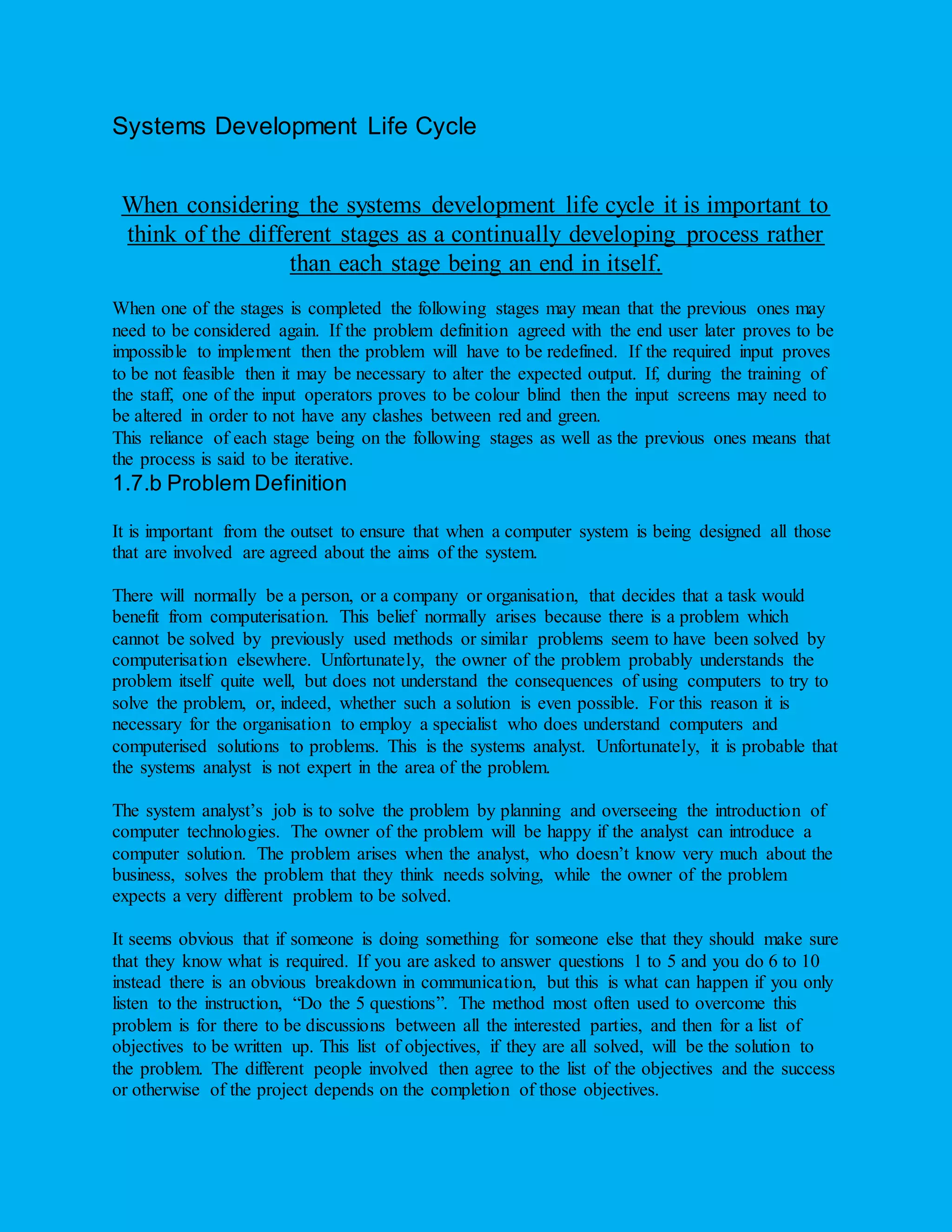 Systems development life cycle | DOCX