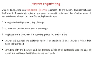 overview on system engineering: applications | PPT