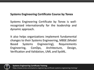 Systems Engineering Professional Certification, Systems Engineering Training Course | PPTX