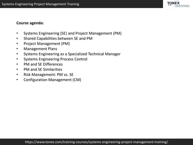 Most Popular Systems Engineering Project Management Training - Tonex ...