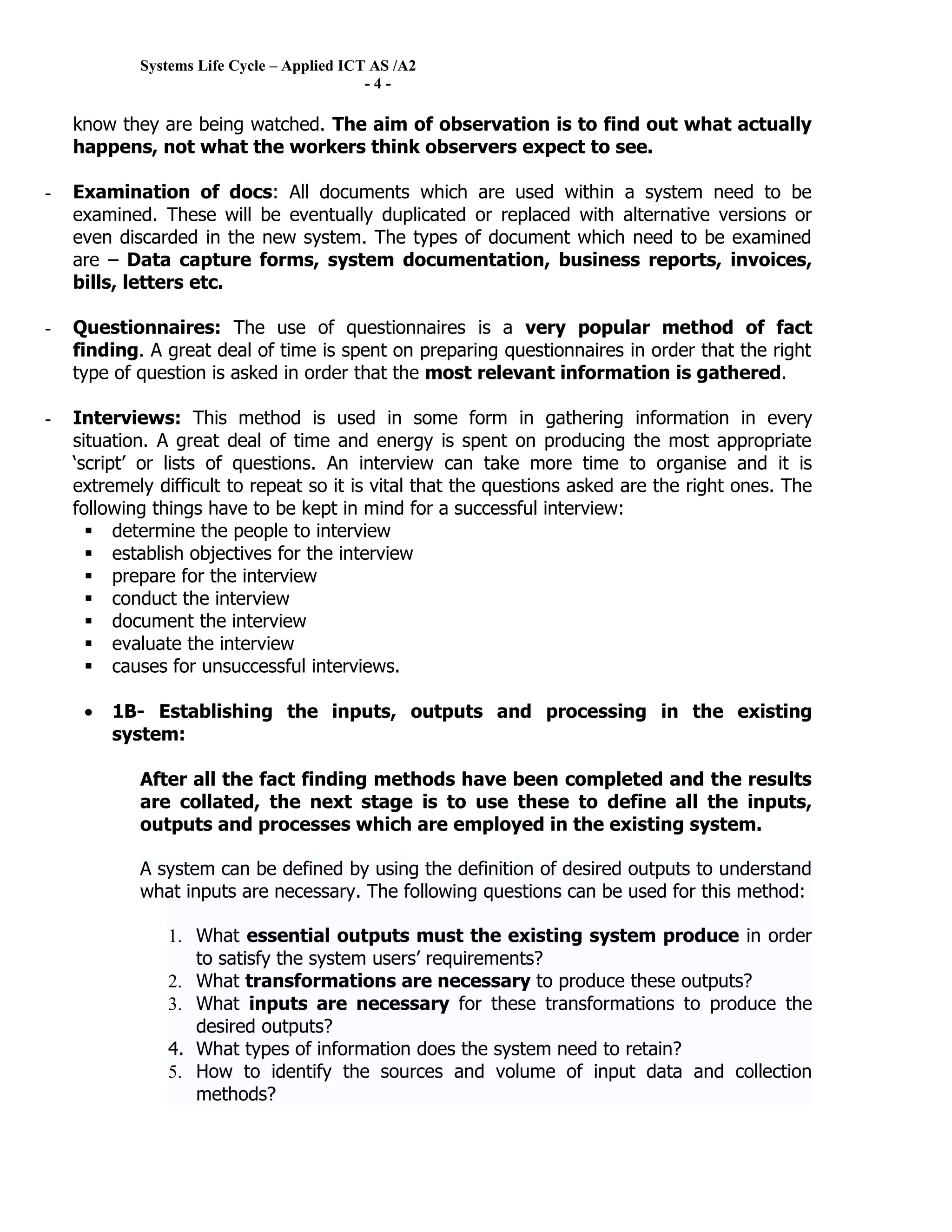 Systems Lifecycle workbook | DOC | Computing | Technology & Computing