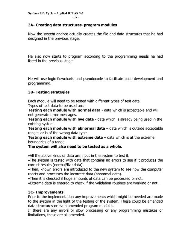 Systems Lifecycle workbook | DOC | Computing | Technology & Computing