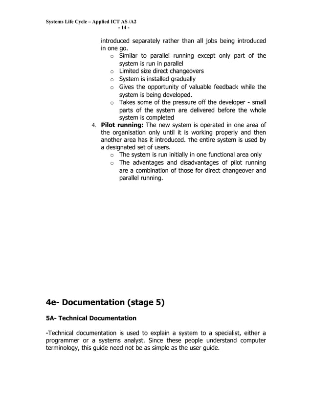 Systems Lifecycle workbook | DOC | Computing | Technology & Computing