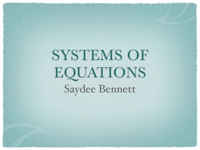 Systems of equations | KEY