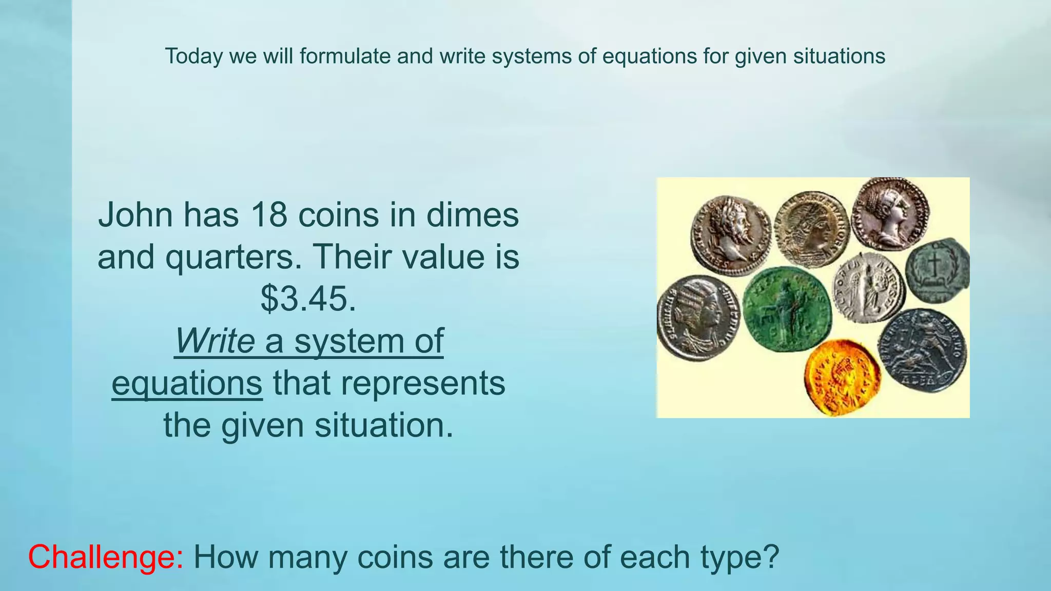 Systems of equations with coins | PPTX