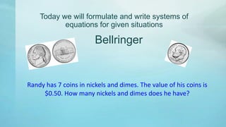 Systems of equations with coins | PPTX
