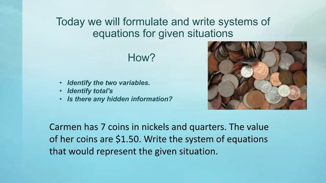Systems of equations with coins | PPT