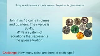 Systems of equations with coins | PPTX