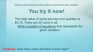 Systems of equations with coins | PPTX