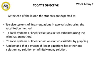 Systems of equations lesson 5 | PPTX