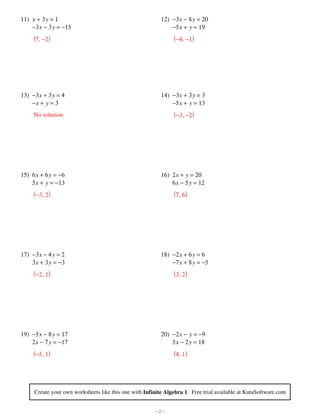 Systems of equations substitution worksheet | PDF