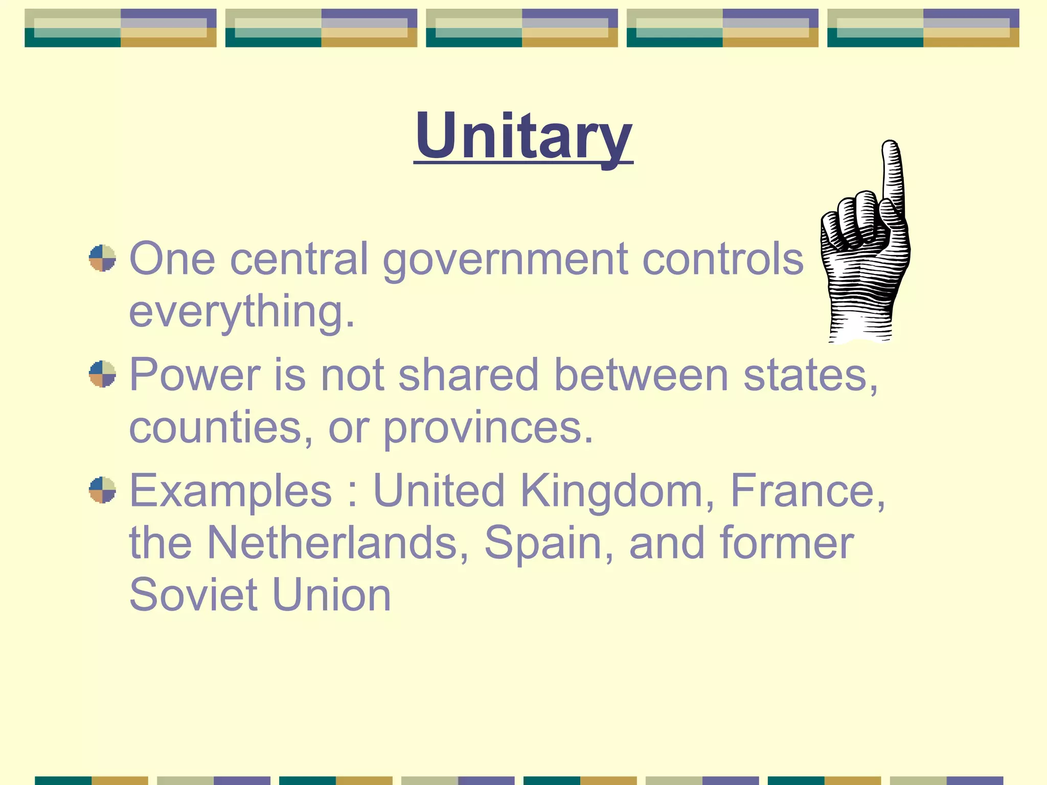 Systems of government powerpoint (unitary, confederation, federal ...