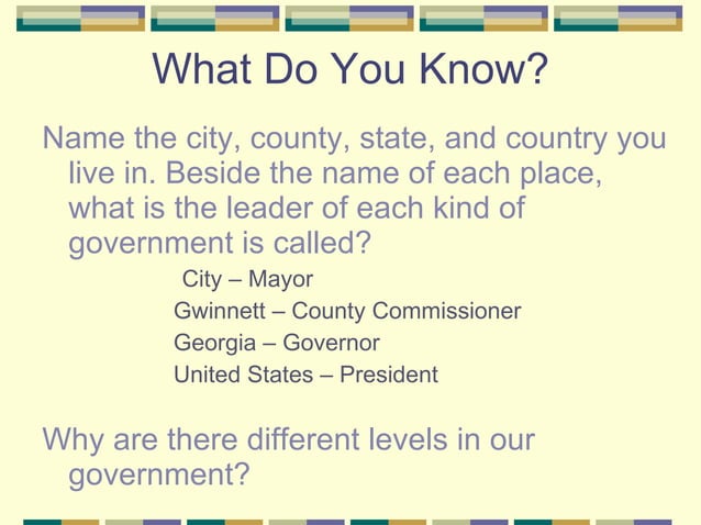 Systems of government powerpoint (unitary, confederation, federal ...