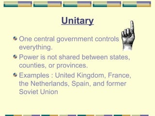 Systems of government powerpoint (unitary, confederation, federal ...