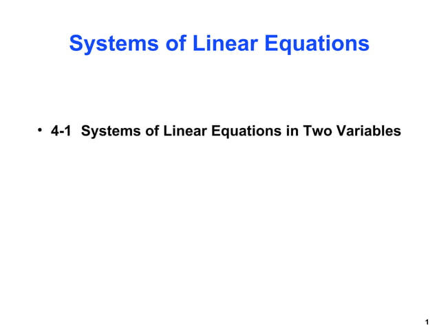 Systems of Linear Equations | PPT